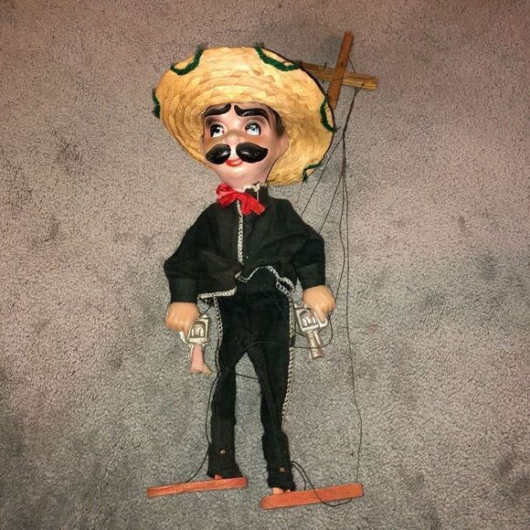 folk art | Toys | Vintagemexican Bandido Marionette Puppet W Gunsfolk ...